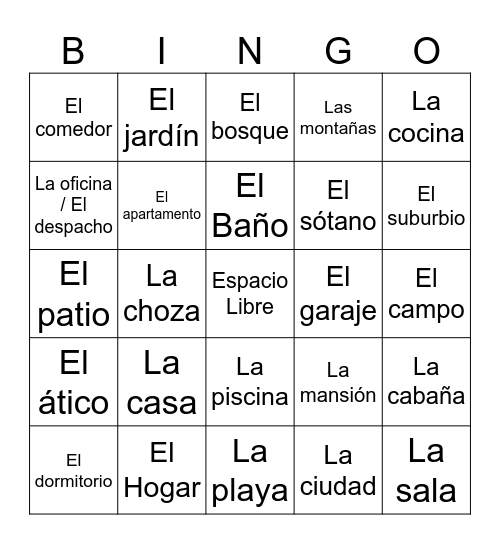 La casa Bingo Card