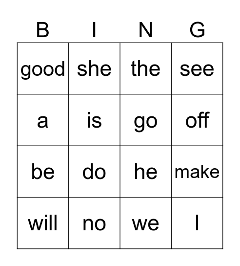 Hayden sight words Bingo Card
