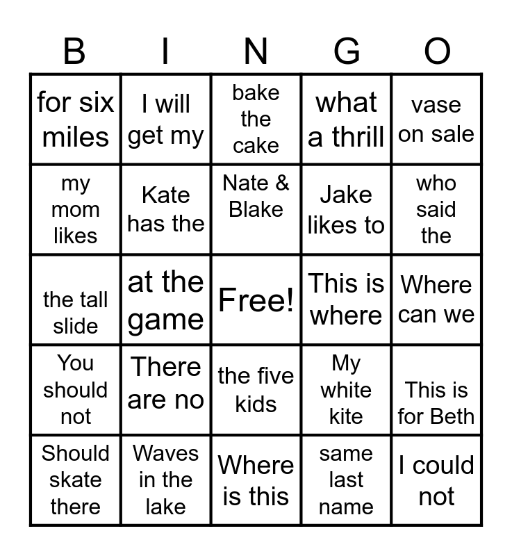 UFLI 54/55 Bingo Card