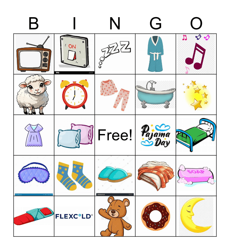 Pajama Day Bingo Card