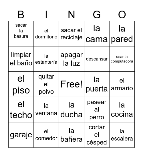 En la casa Bingo Card