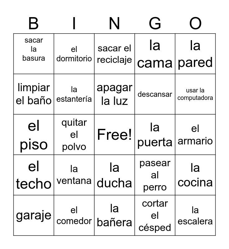 En la casa Bingo Card