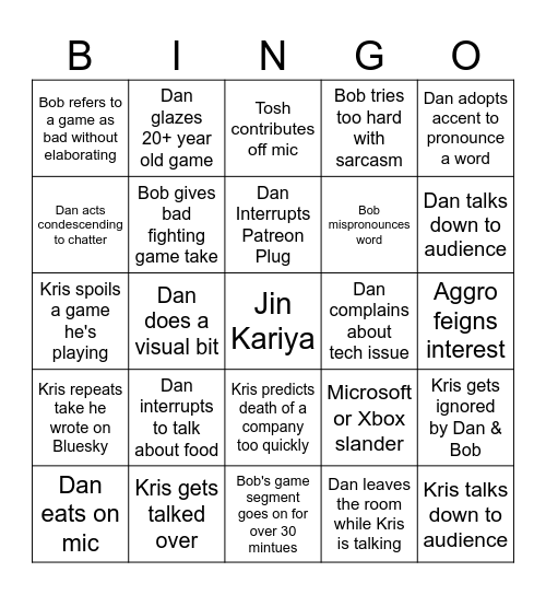Big Think Bingo Card