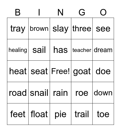 vowel teams 2nd grade Bingo Card