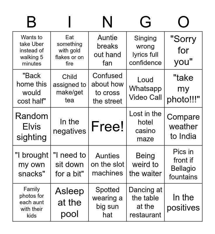 Anita's 60th Bingo Card