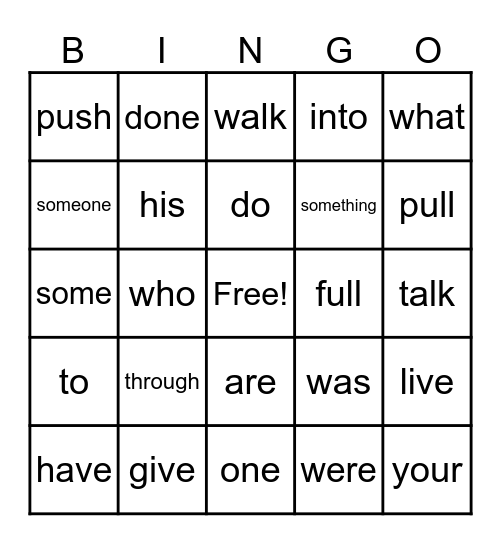 SPIRE Levels 1 & 2 Sight Words Bingo Card