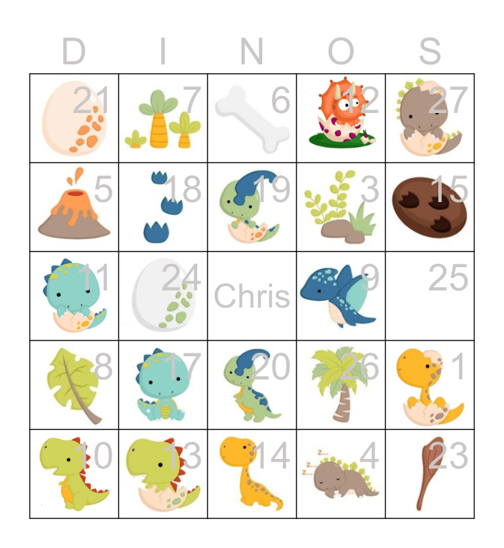 DINO BINGO Card