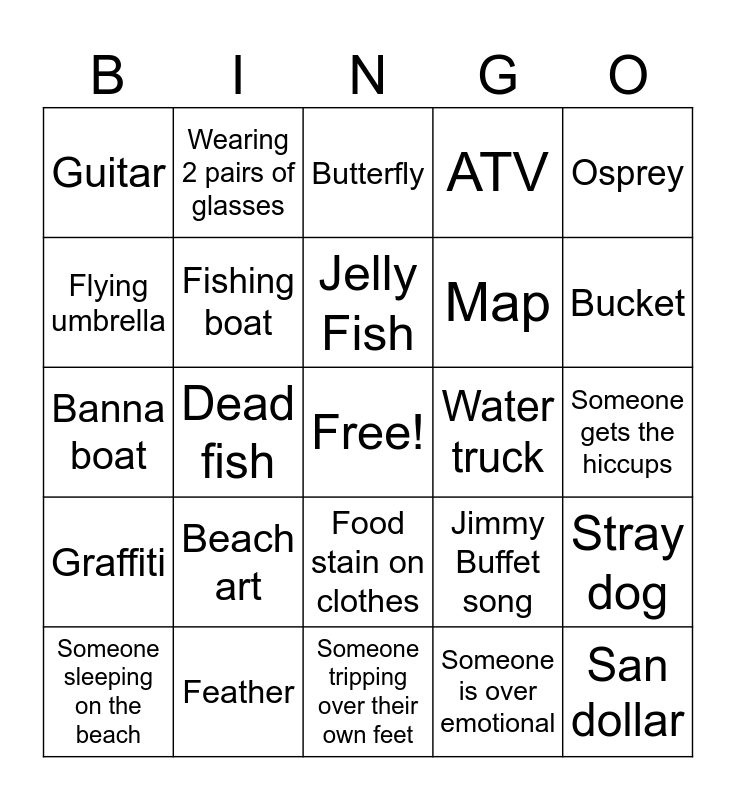 Beach Bingo Card