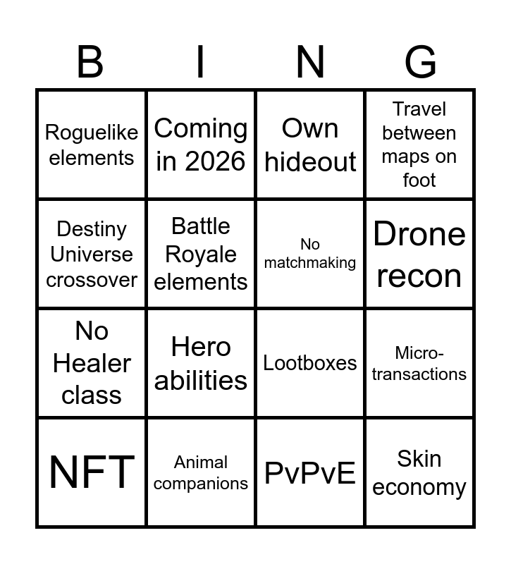 Marathon Bingo Card