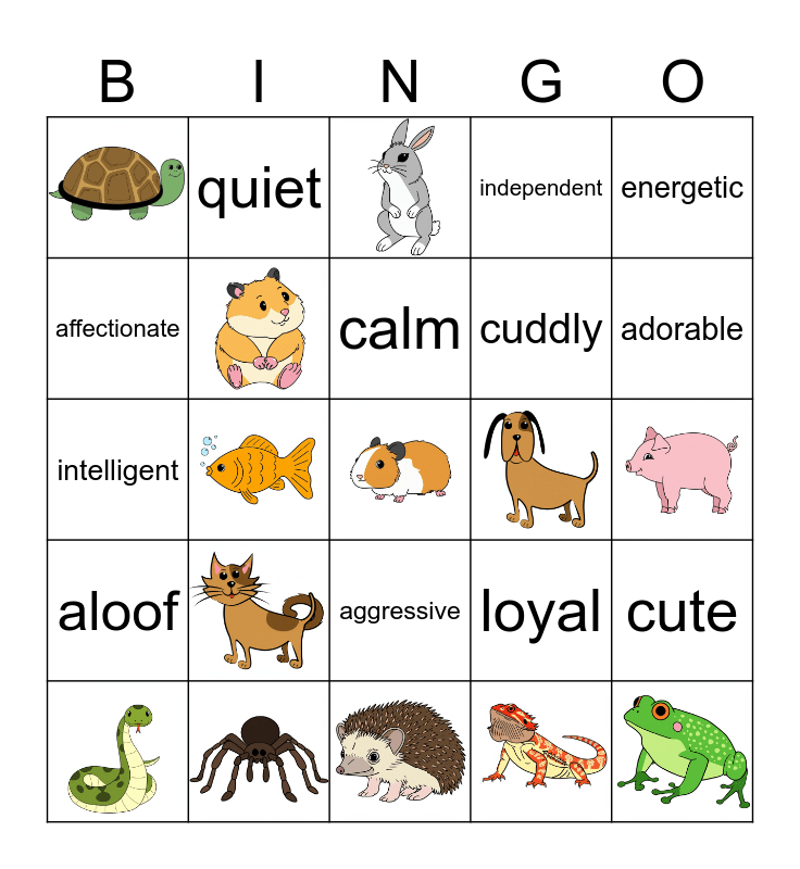 Pet Bingo! Bingo Card