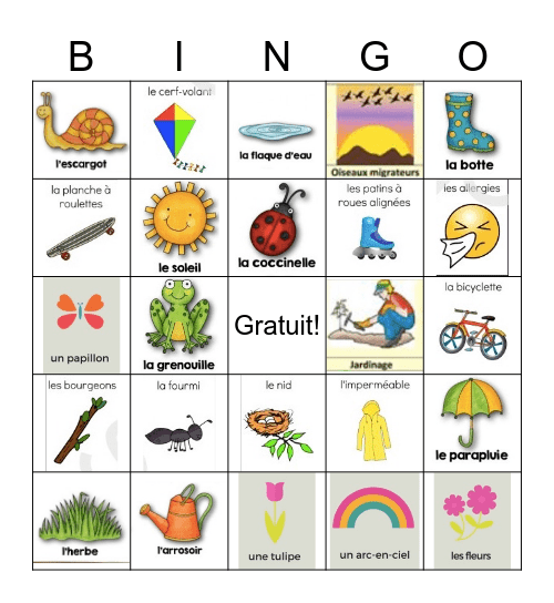 Le printemps Bingo Card