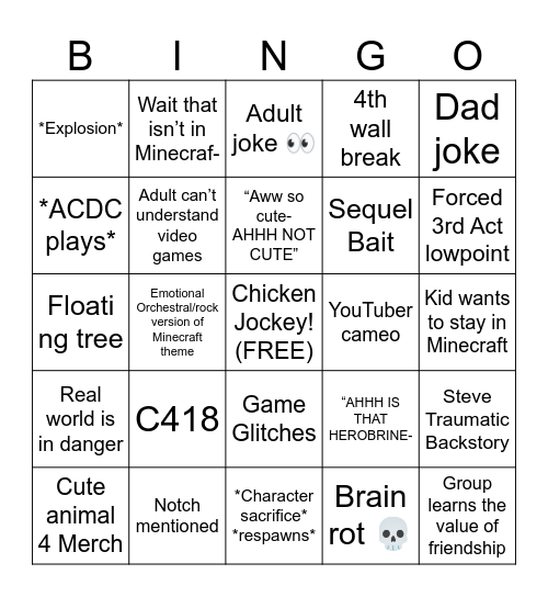 Minecraft Bingo Card