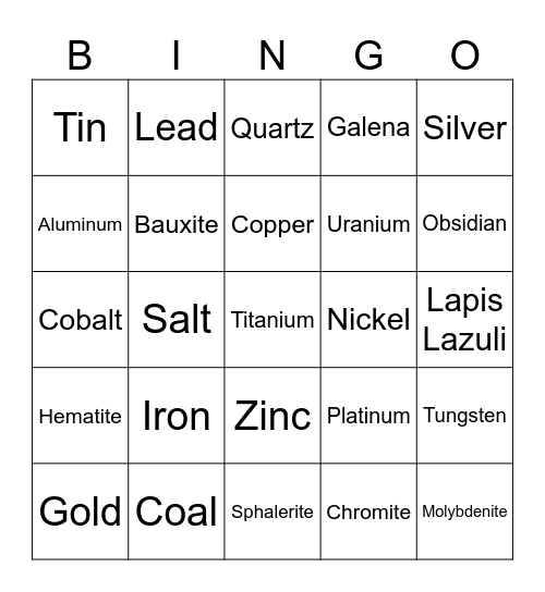 ores i think are cool looking Bingo Card