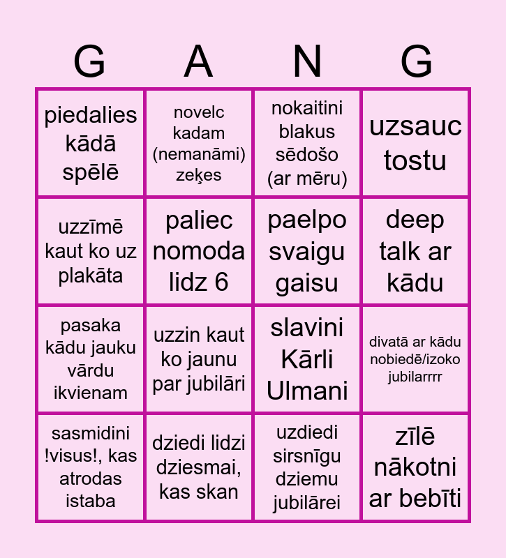 odrijas birthday bingo yo Bingo Card