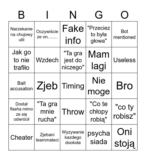 Cs gameplay Bingo Card