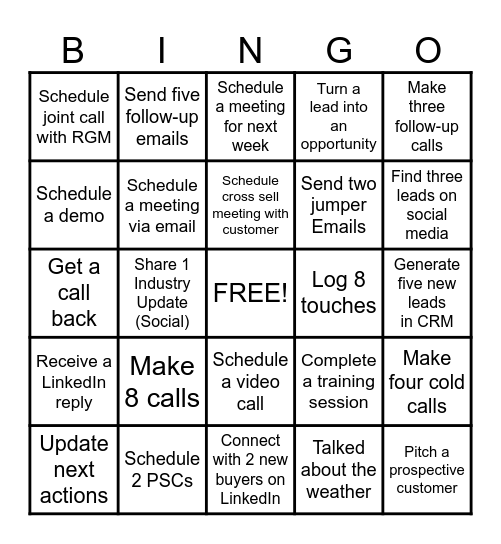 SALES BINGO Card