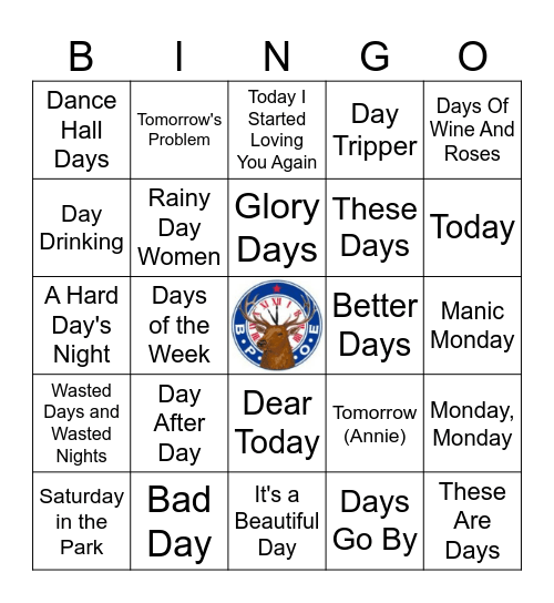 Yesterday, Today, Tomorrow Bingo Card