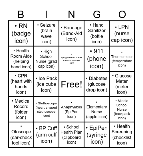 Nursing Bingo Card