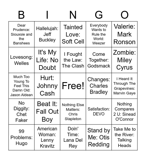 Covers Bingo Card