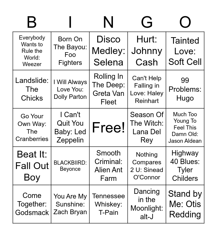 Covers Bingo Card