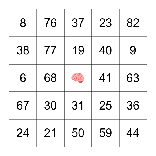 Number Bingo 1-90 Bingo Card