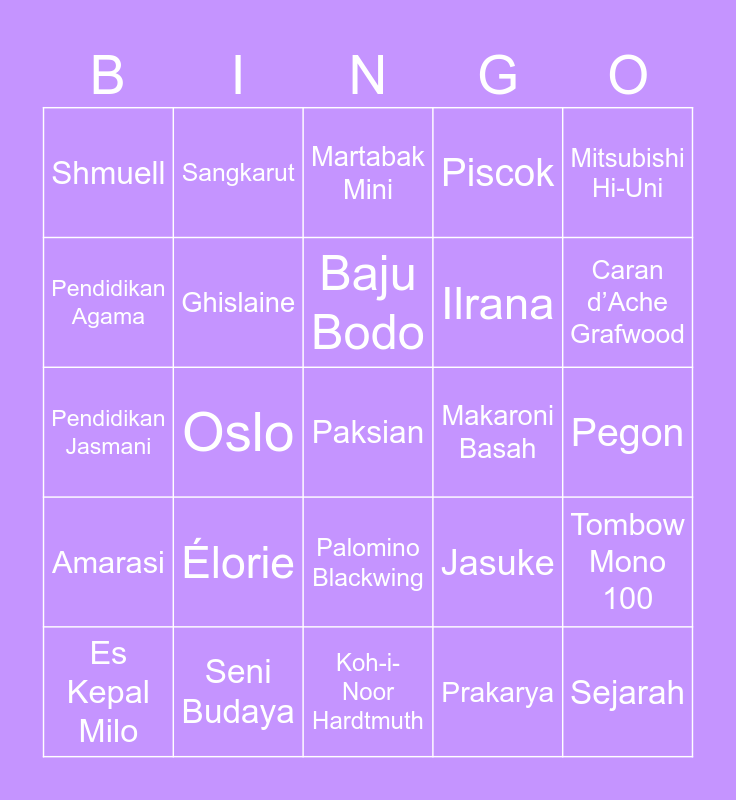 GOOD LUCK! :D Bingo Card