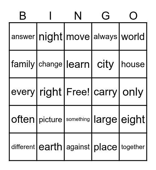 TRICK WORDS (UNITS 5-9) Bingo Card