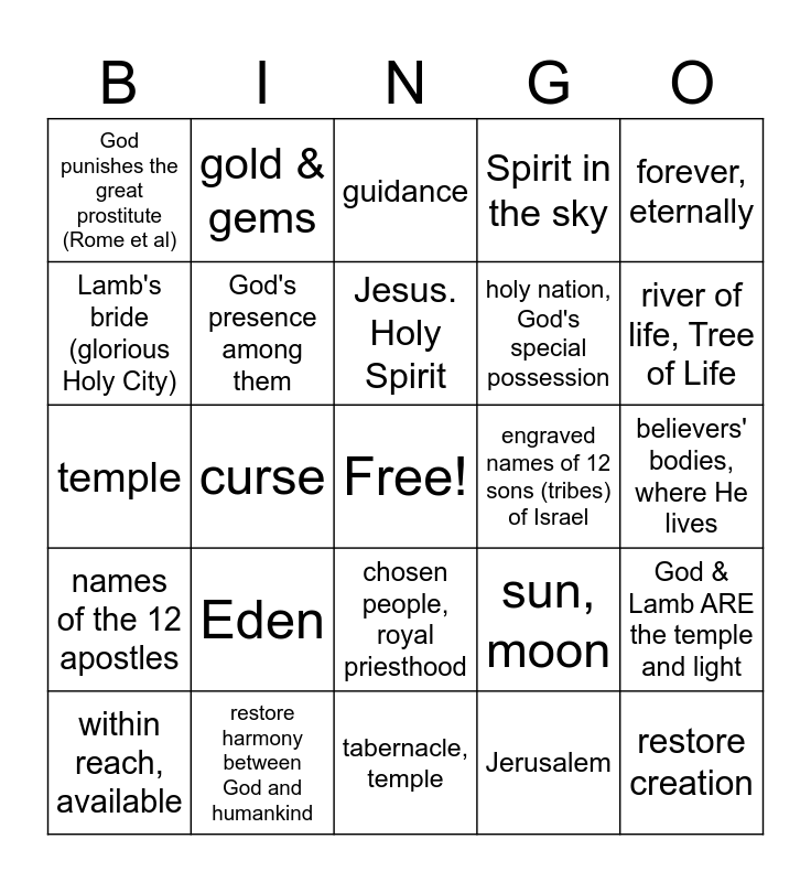 Lesson 27 Bingo Card