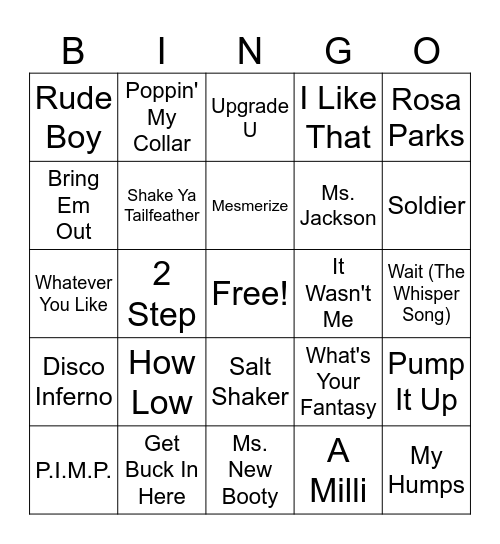 2000s Hip Hop Music Bingo Round 4 Bingo Card
