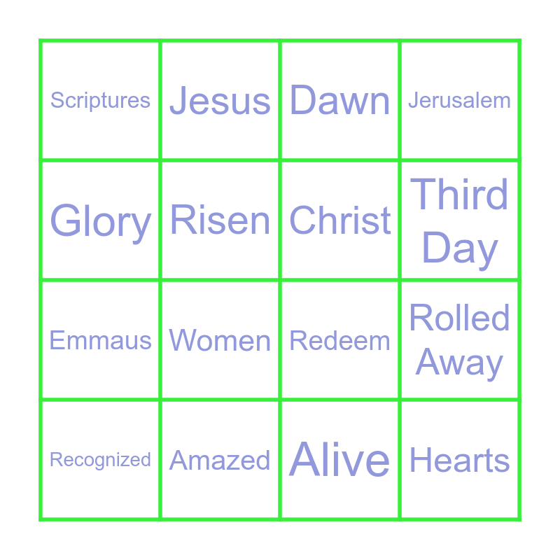RESURRECTION BINGO Card