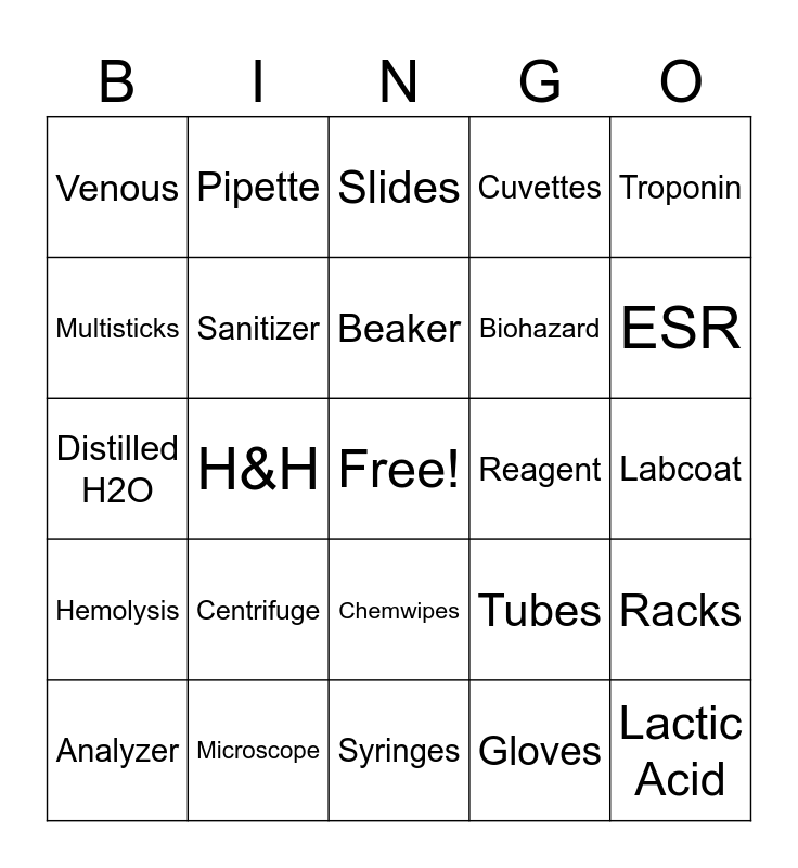 Lab Week Bingo Card