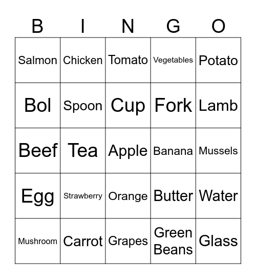 French Food Bingo Card