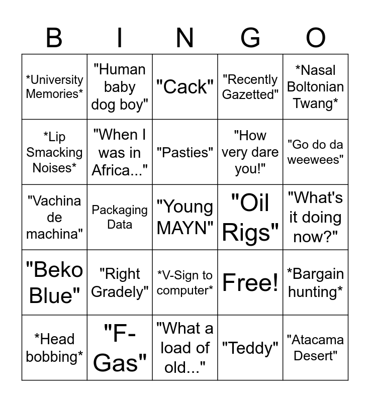 Steve Bingo Card