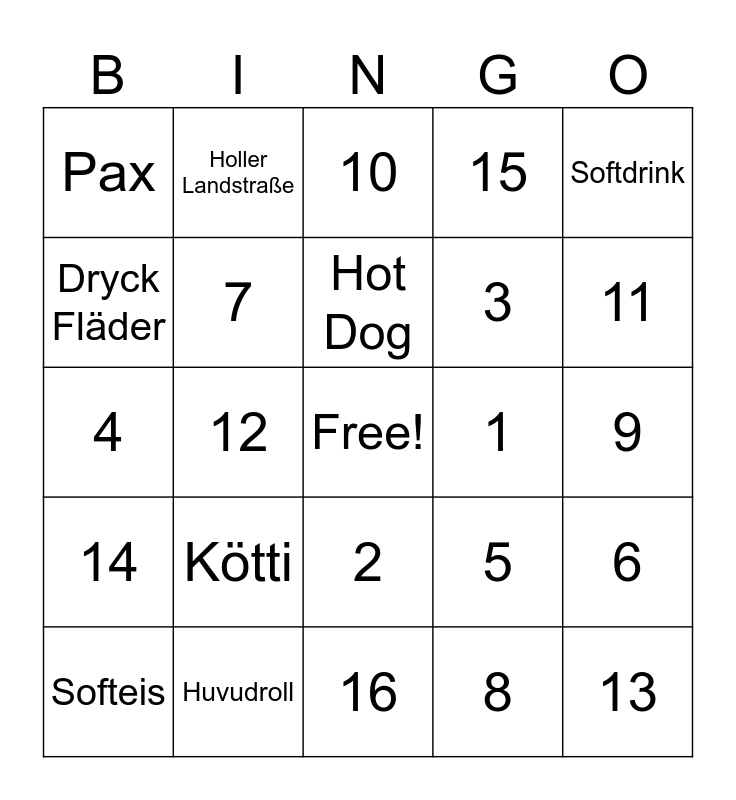 IKEA Bingo Card