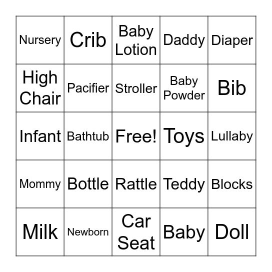 Baby Bingo Card