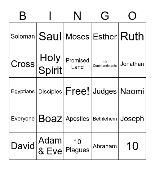 Big God Story Bingo Card