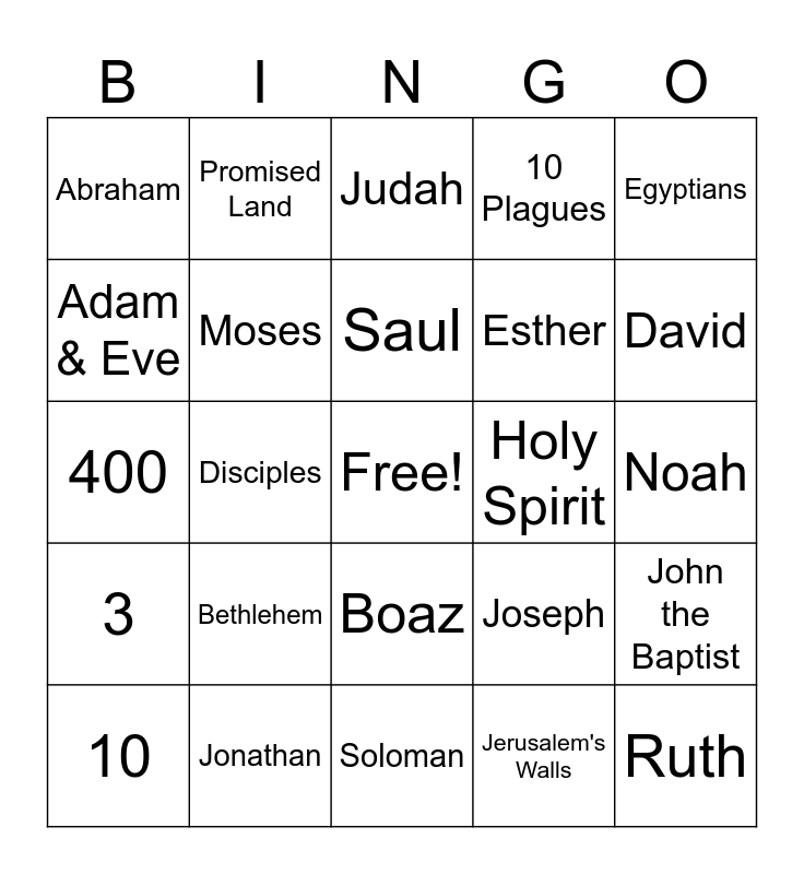 Big God Story Bingo Card