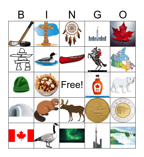 Canadian Symbols Bingo Card