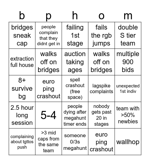 cs bingo Card
