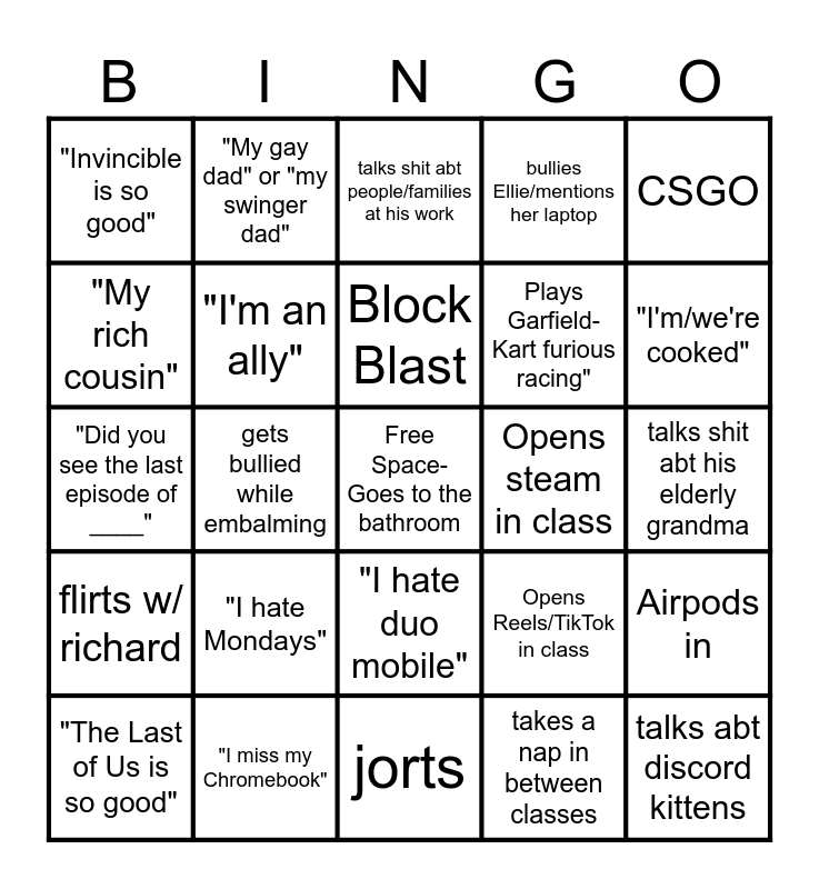 Daily Jackson Bingo Card