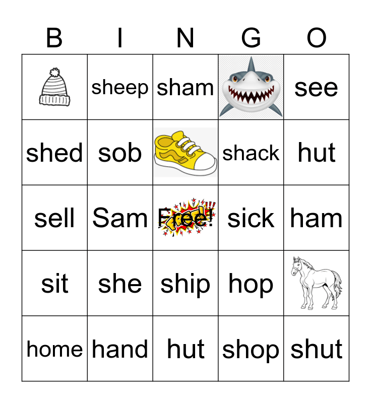 sh vs s and h Bingo Card