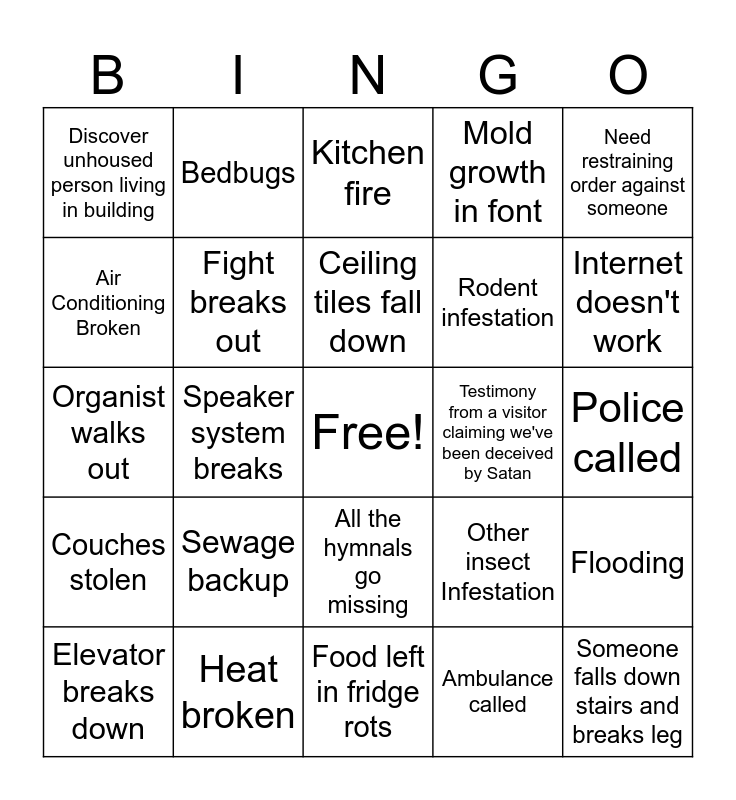 Chicago First Ward Bingo Card