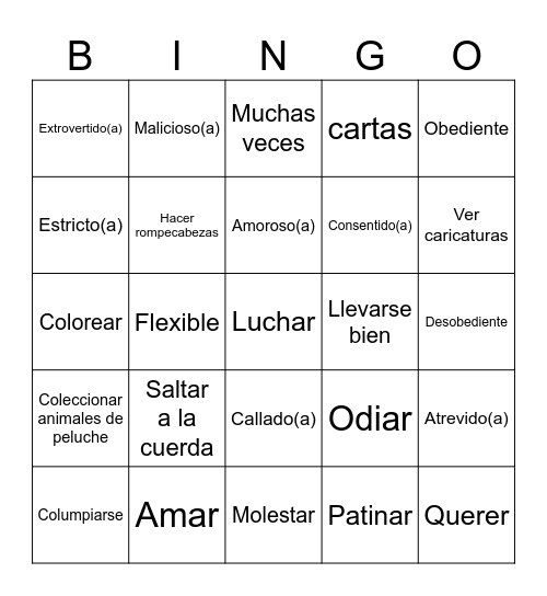 La Niñez Bingo Card