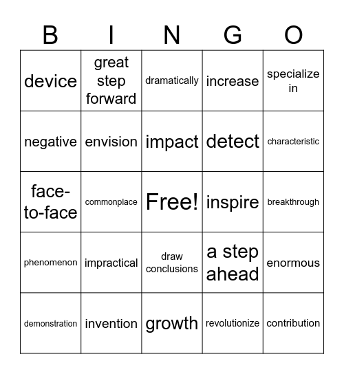 REFLECT 4 UNIT 4 Bingo Card