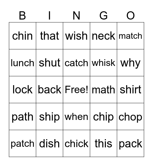 2025 sh, ch, th, ck, wh, tch Bingo Card