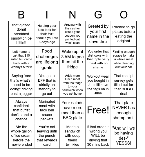 Big Back Bingo Card