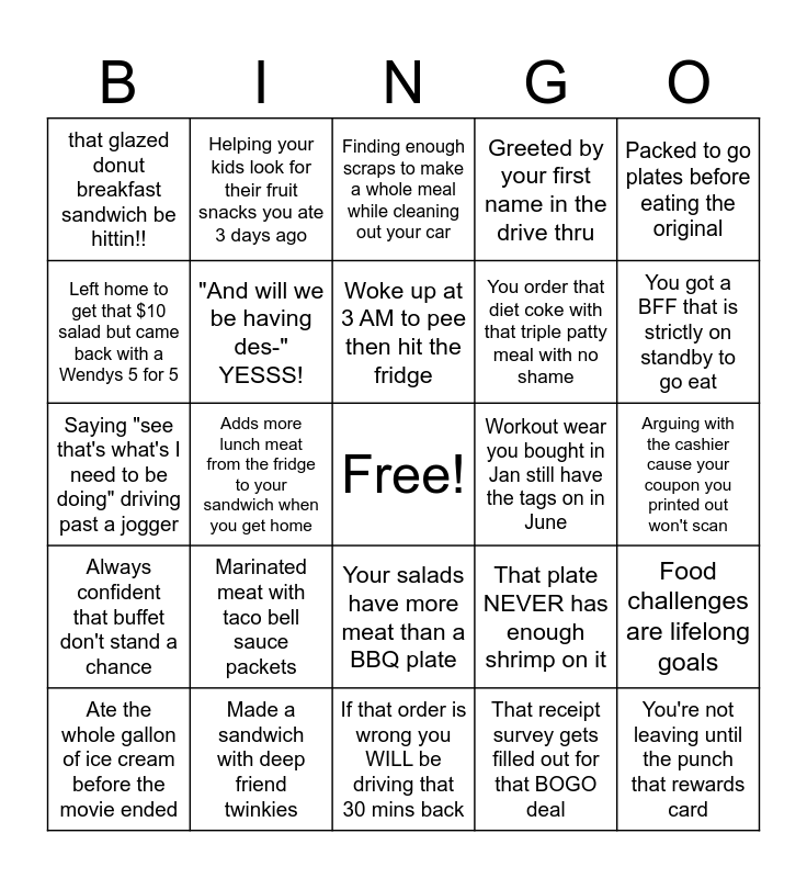 Big Back Bingo Card