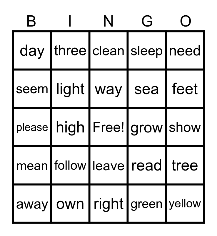 Lesson 88: Vowel Teams Review 1 Bingo Card