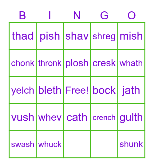 Alien Words Bingo Card