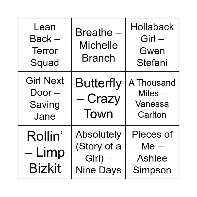 Game Six Bingo Card